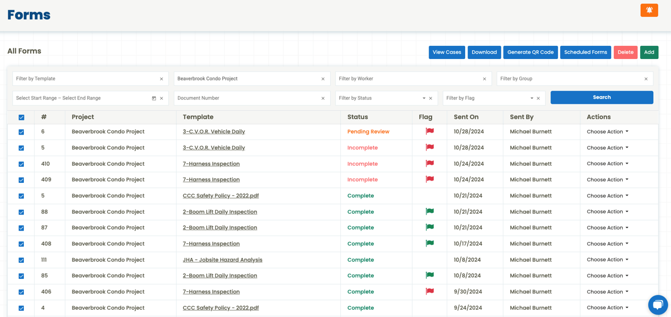 How do I bulk delete Forms?